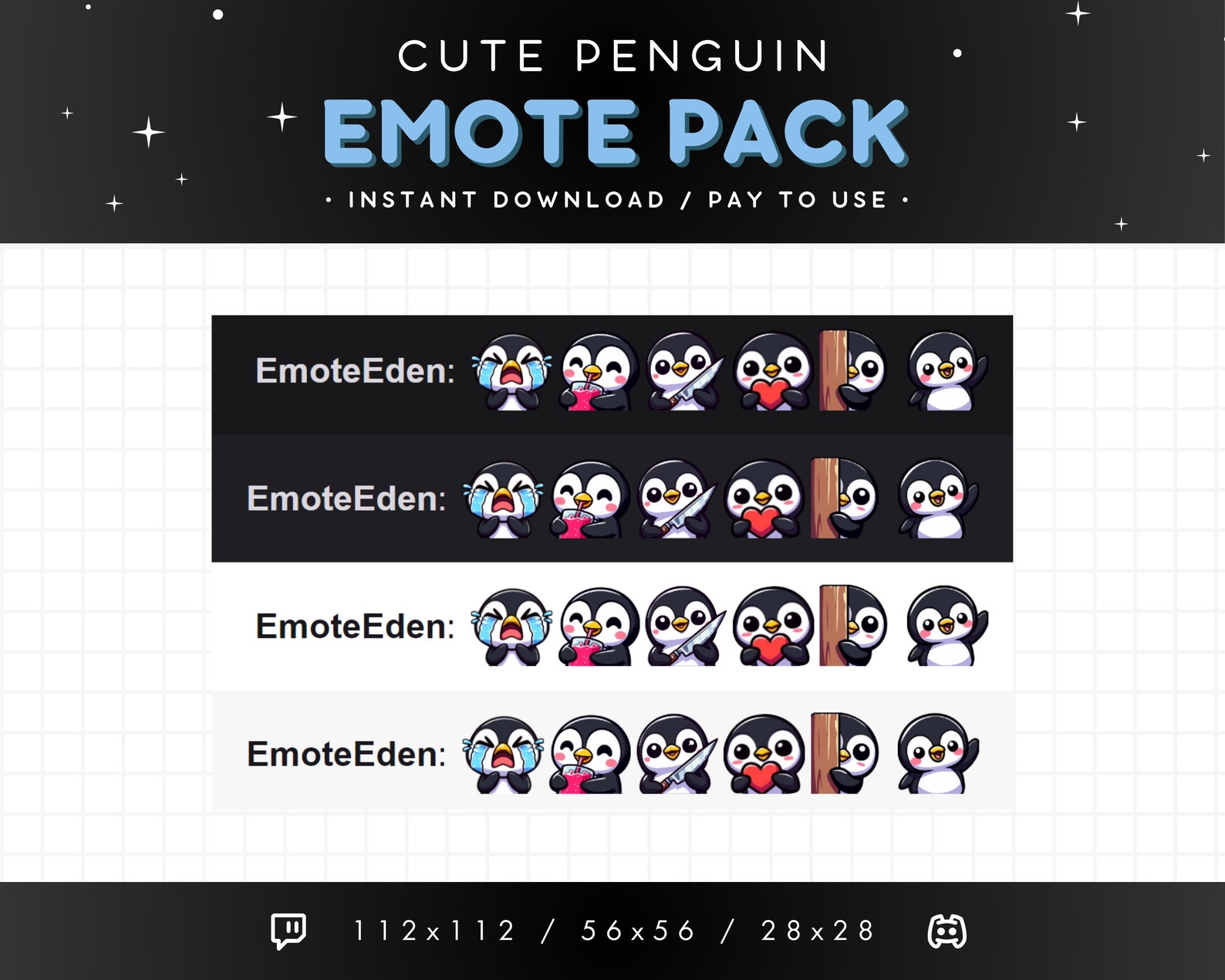 Cute Penguin Twitch Emote Pack 6x Penguin Emote, Penguin Discord Emote ...