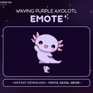 Cute Axolotl Twitch Emote - Waving Purple Axolotl Emote, Axolotl Discord Emote, Gaming ...