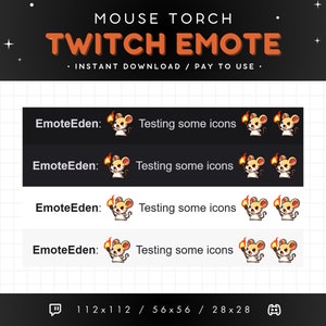 Cute Mouse Twitch Emote Raid Holding Torch Mouse Discord Emote, Mouse ...