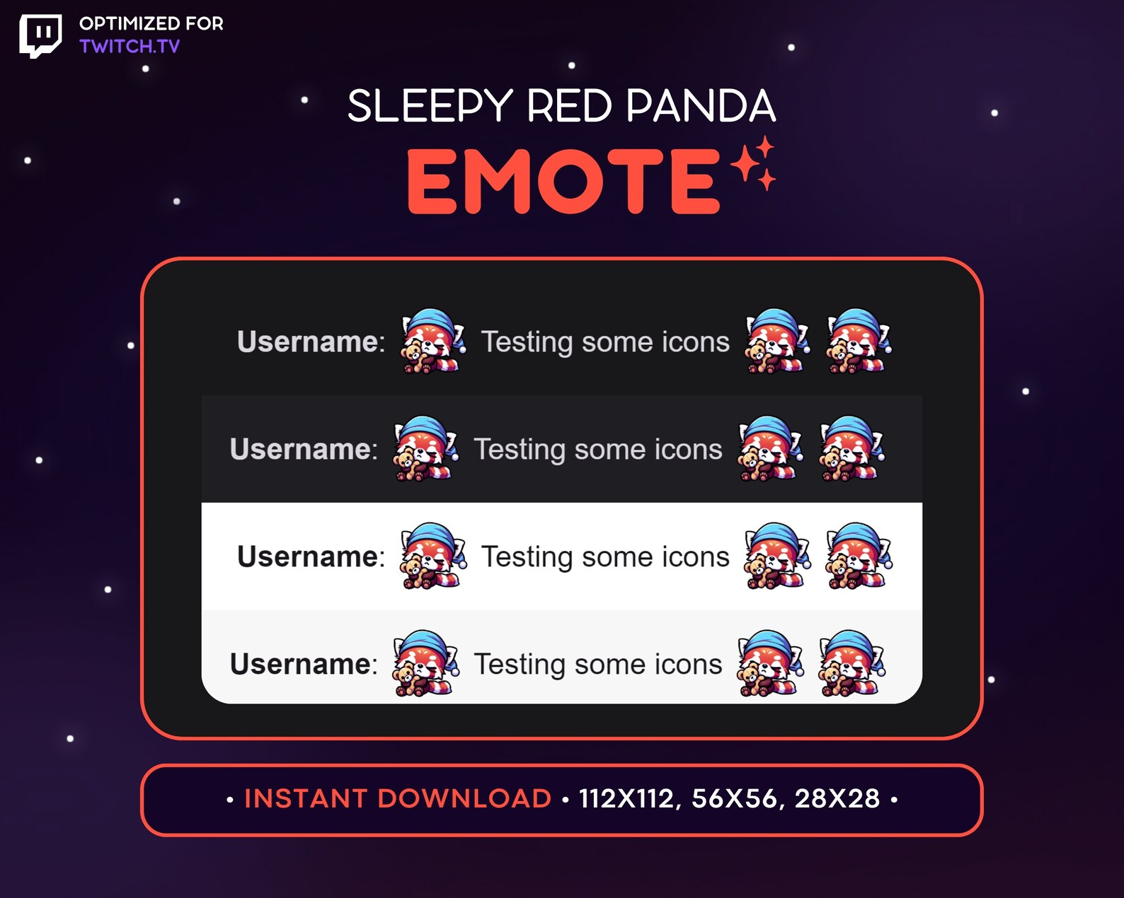 Cute Red Panda Twitch Emote - Sleepy Red Panda Emote, Red Panda Discord ...