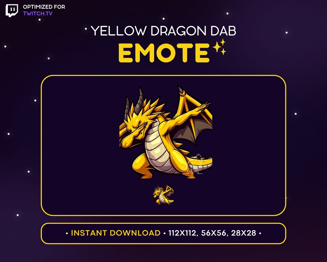 Cool Yellow Dragon Twitch Emote - Dabbing Dragon Emote, Dragon Discord ...