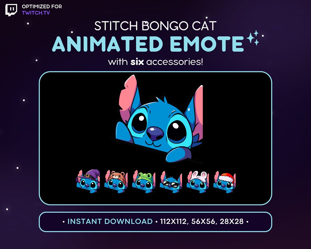 ANIMATED Stitch Bongo Cat Twitch Emote [with 6 Accessories] - Pokemon ...