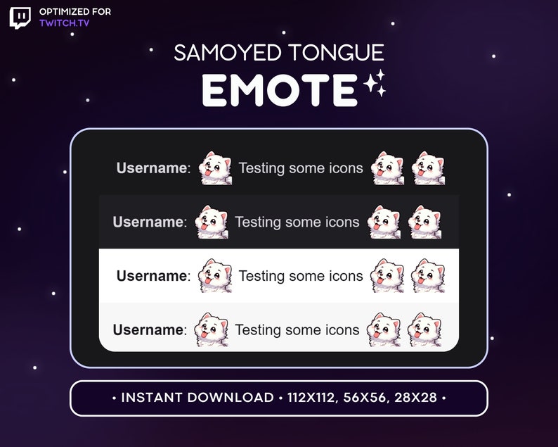 Cute Samoyed Twitch Emote Tongue - White Dog Emote, Dog Discord Emote ...