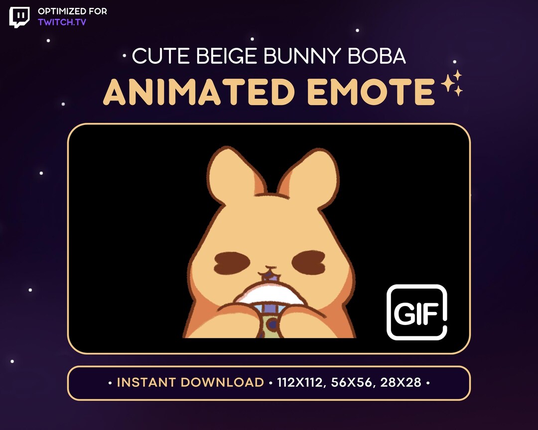 ANIMATED Beige Bunny Boba Tea Emote - Cute Animated Bunny Discord Emote ...