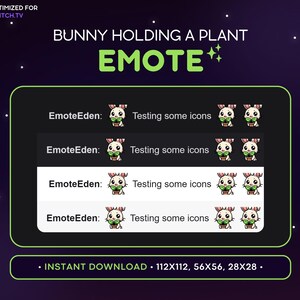 Bunny Twitch Emote - Green Plant Bunny Emote, Bunny Discord Emote ...