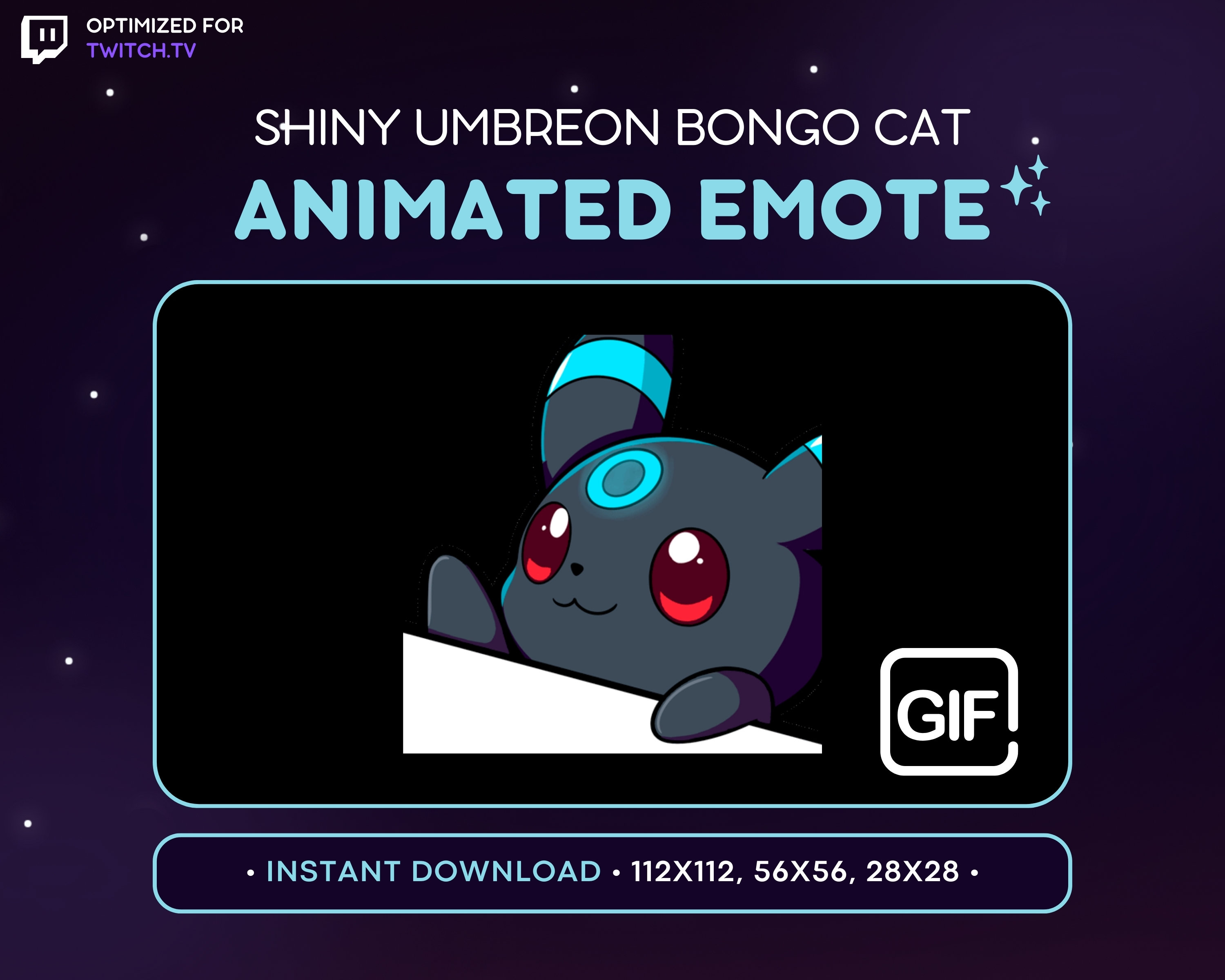 ANIMATED Shiny Umbreon Bongo Cat Twitch Emote - Pokemon Umbreon Discord ...