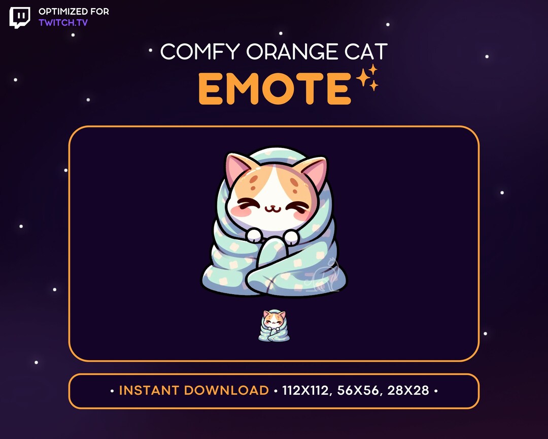 Cute Cat Twitch Emote Blanket - Comfy Ginger Cat Emote, Cat Discord ...