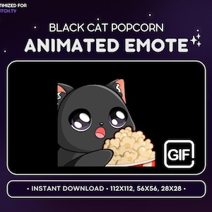 ANIMATED Black Cat Popcorn Emote - Cute Animated Cat Discord Emote ...