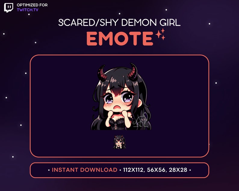 Demon Girl Twitch Emote, Evil Hell Girl, Kawaii Anime Emote, Gamer ...