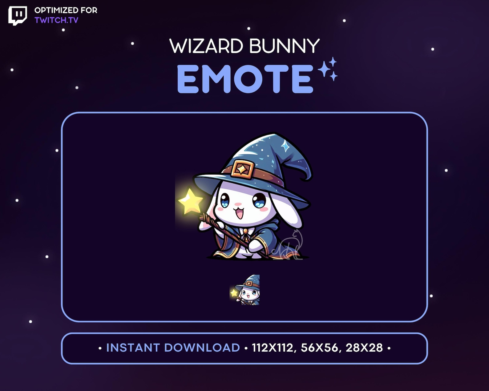 Bunny Twitch Emote - Wizard Bunny Discord Emote, Bunny Streaming Assets ...