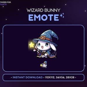 Bunny Twitch Emote - Wizard Bunny Discord Emote, Bunny Streaming Assets ...