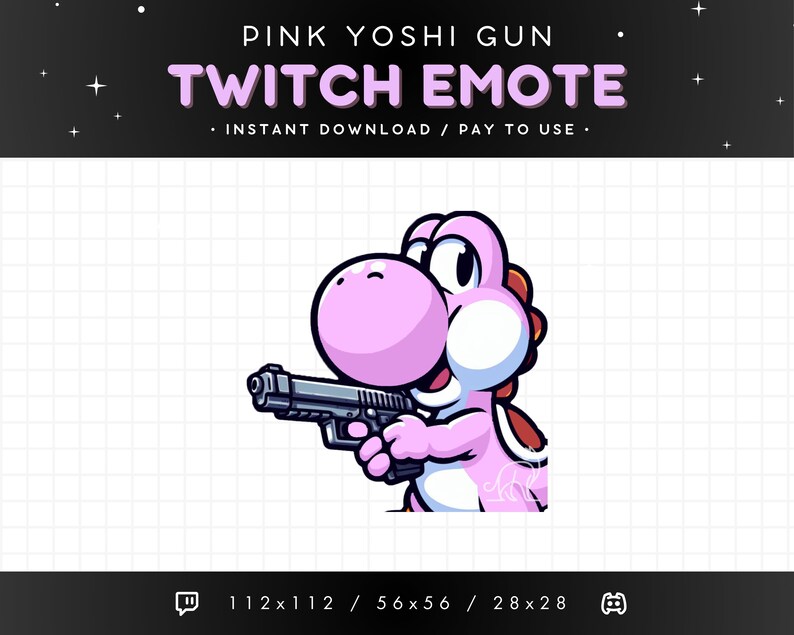 Cute Pink Yoshi Twitch Emote Gun Yoshi Emote, Yoshi Discord Emote ...