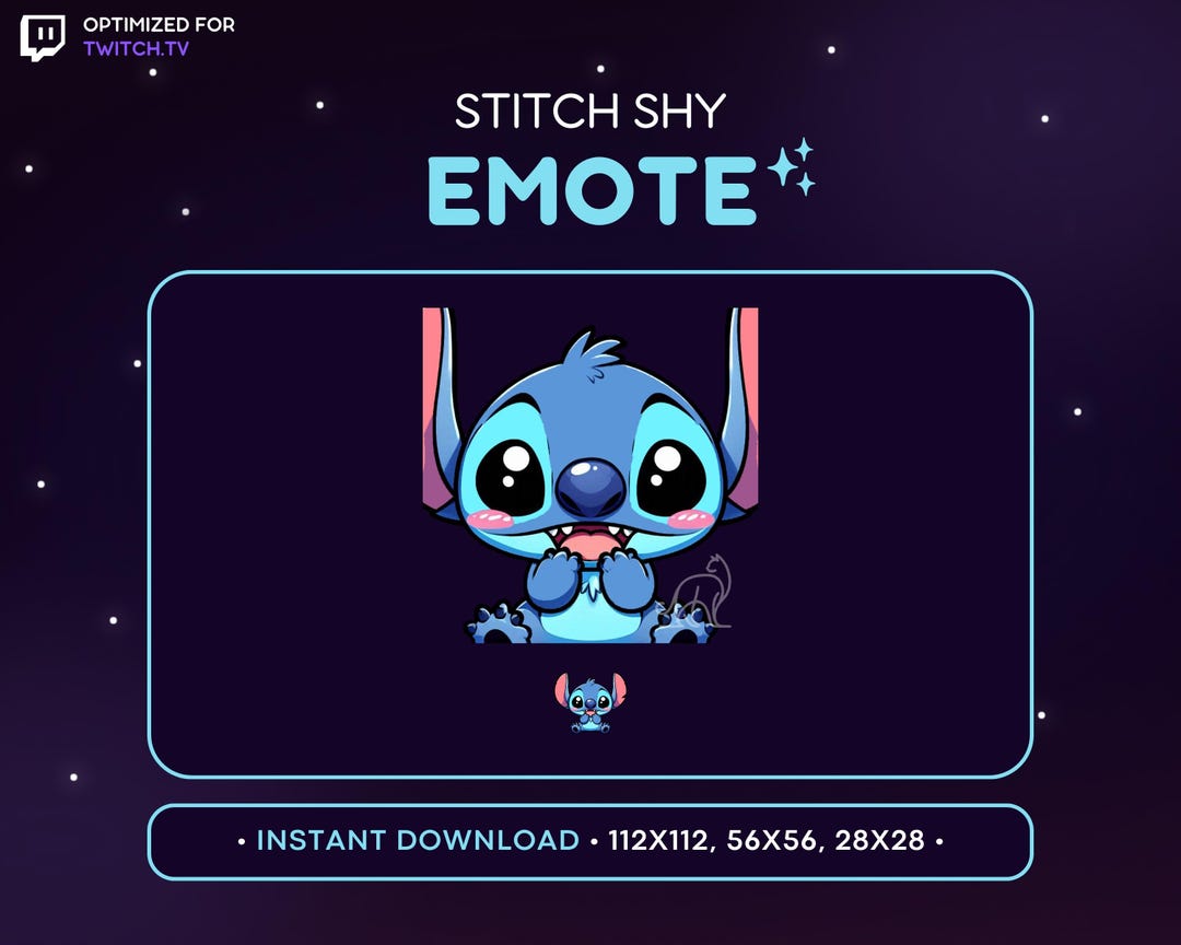 Stitch Twitch Emote - Shy Stitch Discord Emoji, Sticker, Uwu, Blushing ...