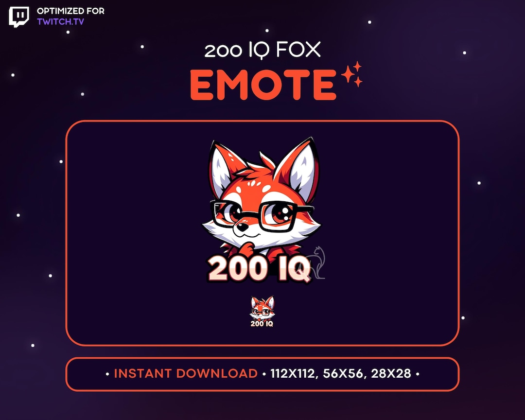 Fox Twitch Emote - 200 IQ, Smart, Geek, Nerd, Glasses, Discord Emoji ...
