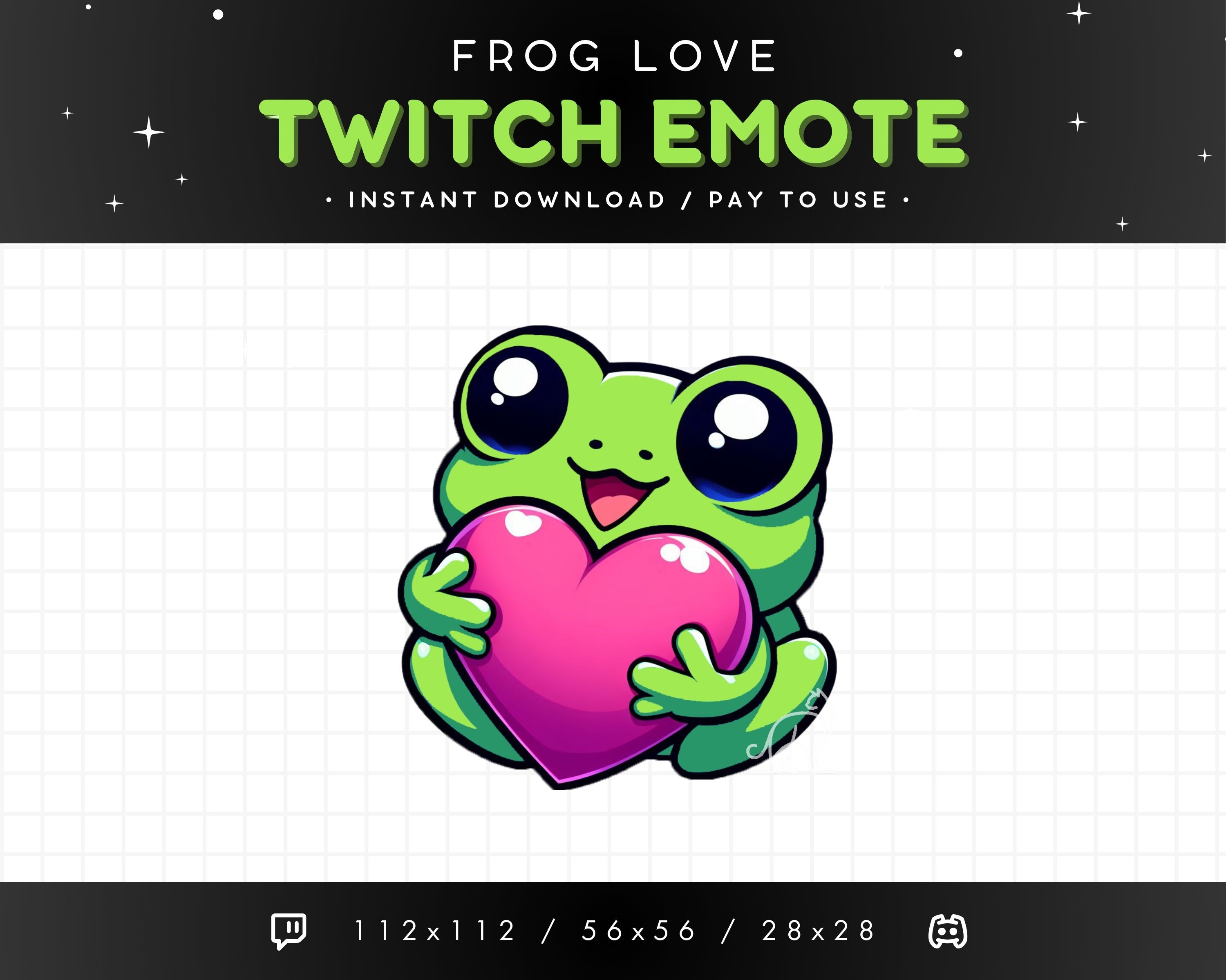 Cute Frog Twitch Emote Love - Heart Frog Emote, Green Frog Discord ...