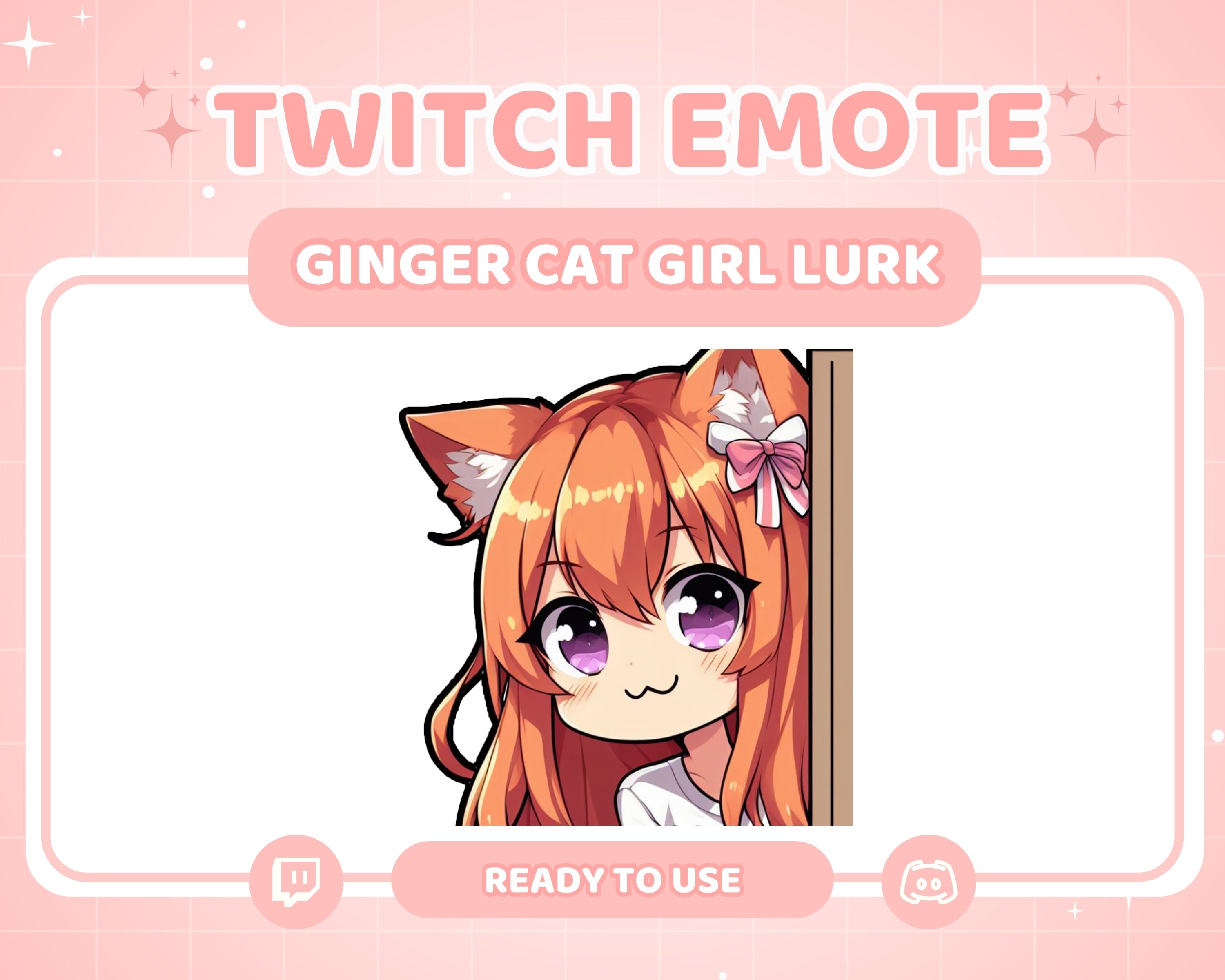 Ginger Chibi Cat Girl Twitch Emote Lurking, Kawaii Anime Emote, Gamer ...