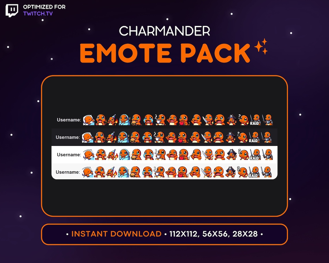 Cute Charmander Twitch Emote Pack 15x Charmander Pokemon Emote, Gaming ...