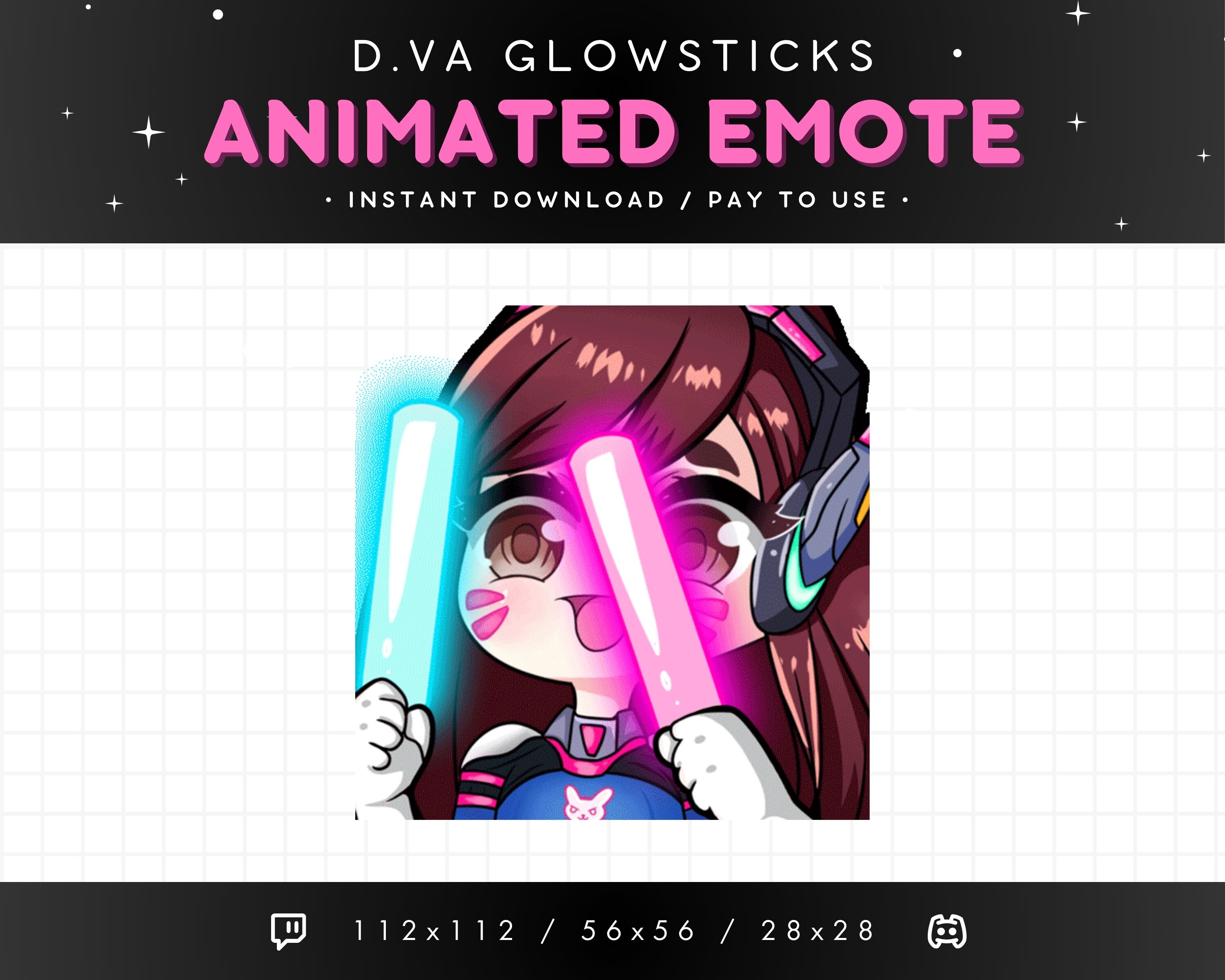 D.va Glow Sticks Animated Emote Animated Twitch Emote, Streaming Assets ...