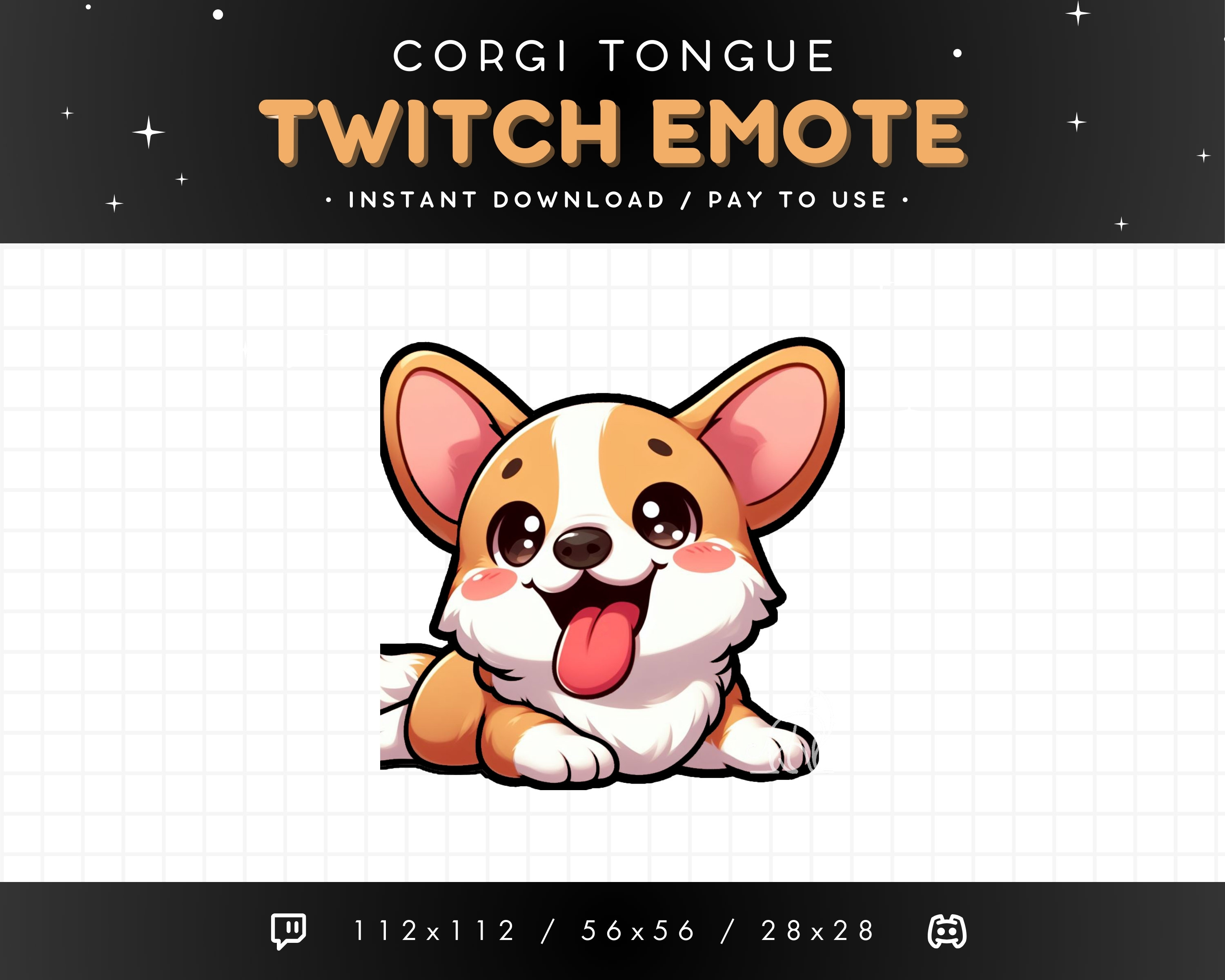 Cute Corgi Twitch Emote Tongue Corgi Dog Emote, Dog Discord Emote ...