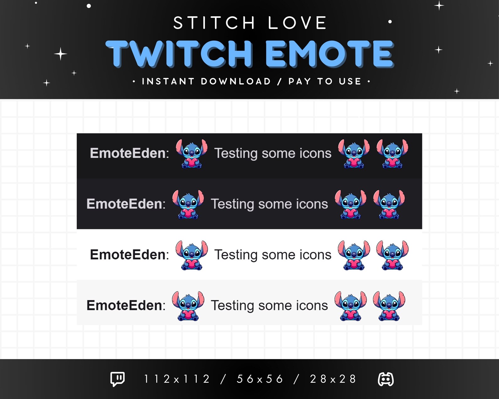 Stitch Twitch Emote Love Stitch Discord Emote, Stitch Streaming Assets ...