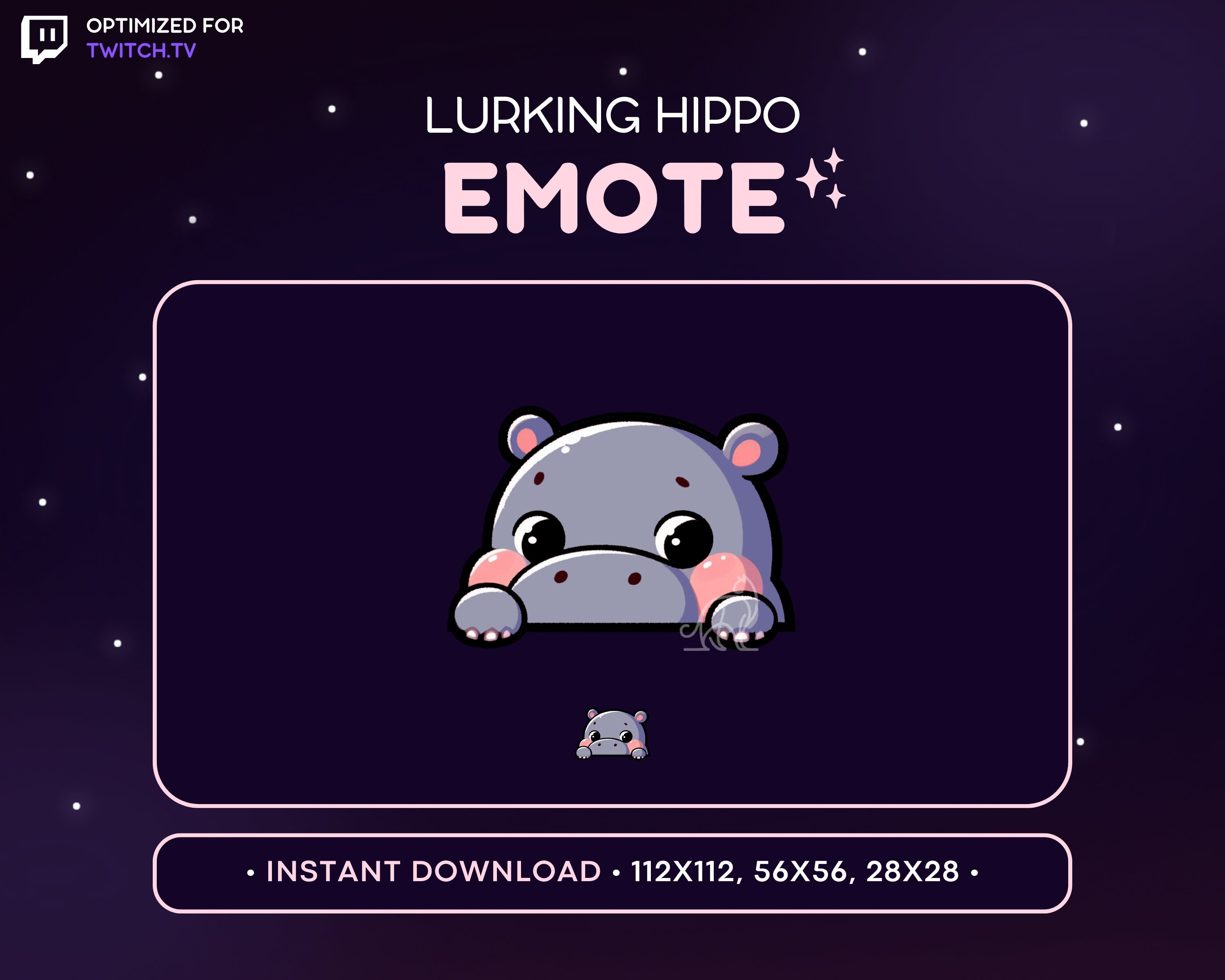 Cute Hippo Twitch Emote Lurk - Hiding Cat Emote, Cat Discord Emote ...