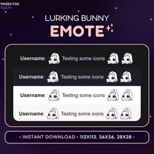 Cute Bunny Twitch Emote - Lurking White Bunny Discord Emote, Bunny ...