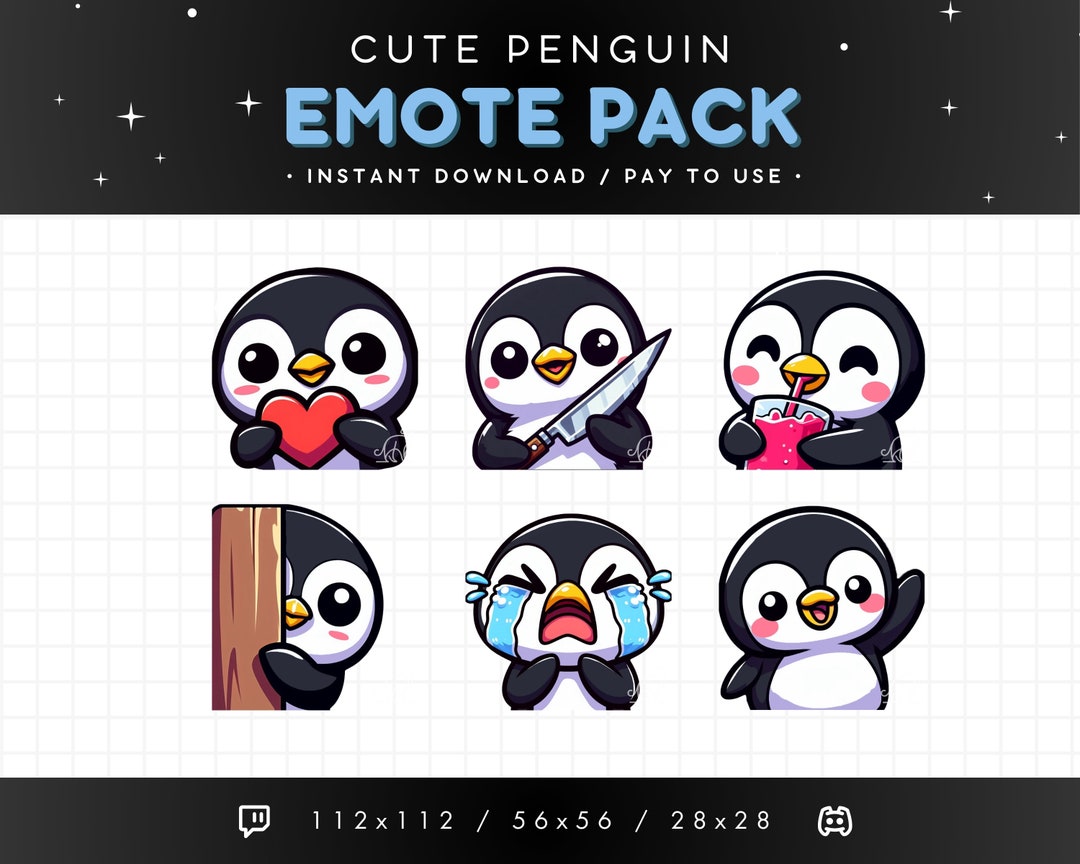 Cute Penguin Twitch Emote Pack 6x - Penguin Emote, Penguin Discord ...