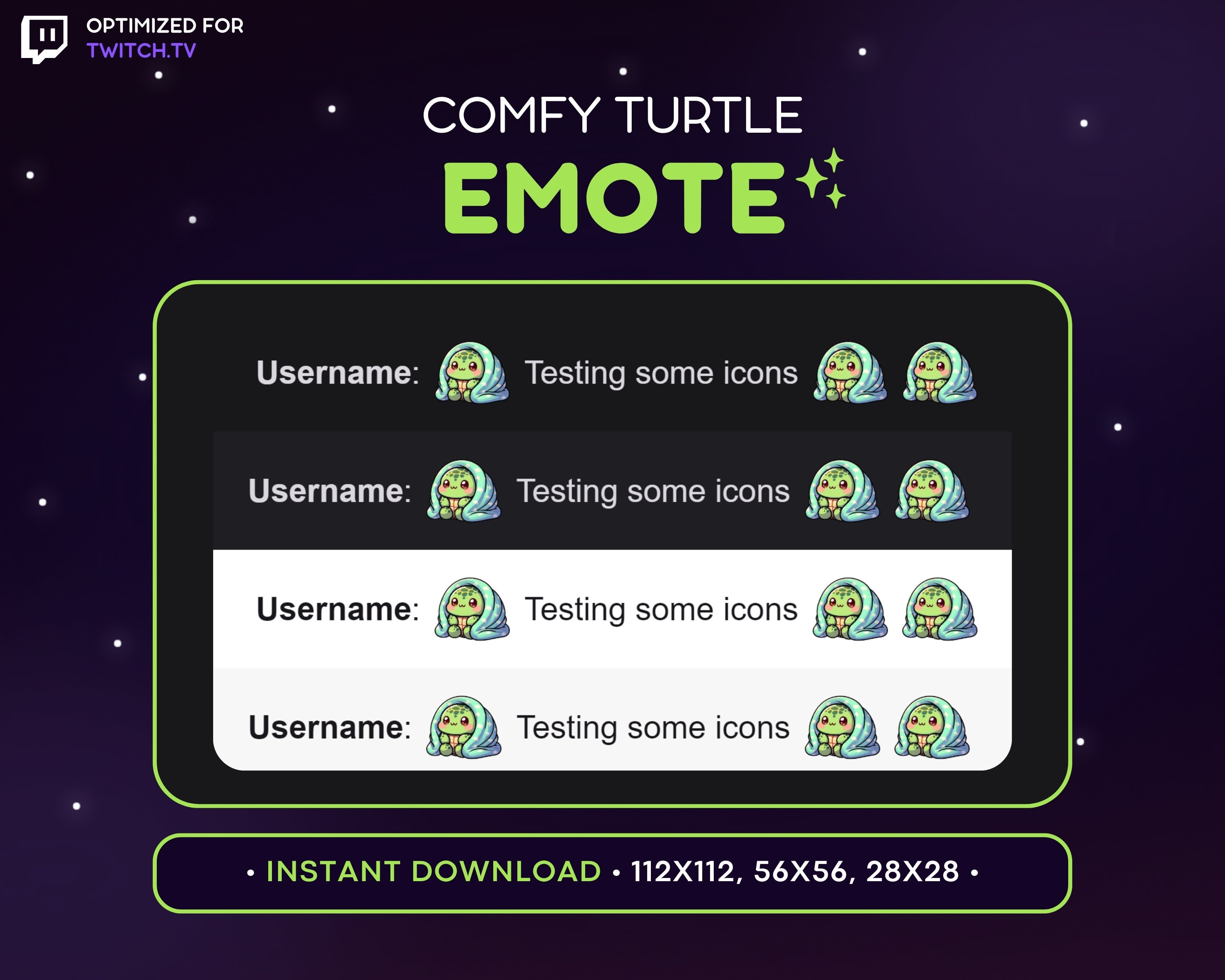 Cute Turtle Twitch Emote Comfy Turtle Emote, Turtle Discord Emote ...