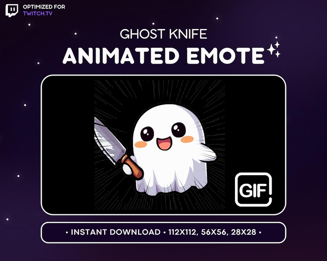 ANIMATED Ghost Twitch Emote - Knife Ghost Emote, Ghost Discord Emote ...