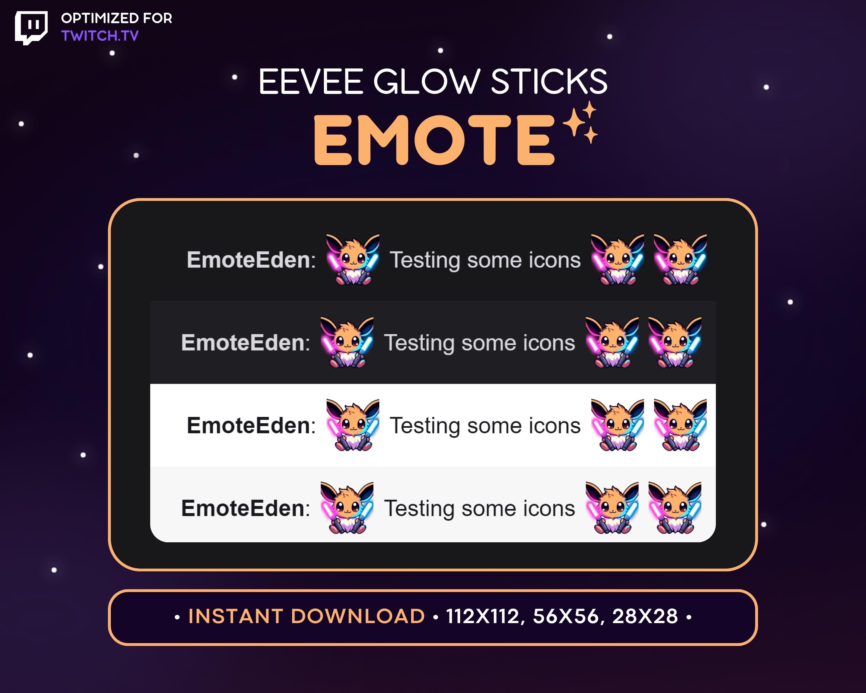 Eevee Twitch Emote - Glow Sticks Pokemon Eevee Emote, Gaming, Streaming ...