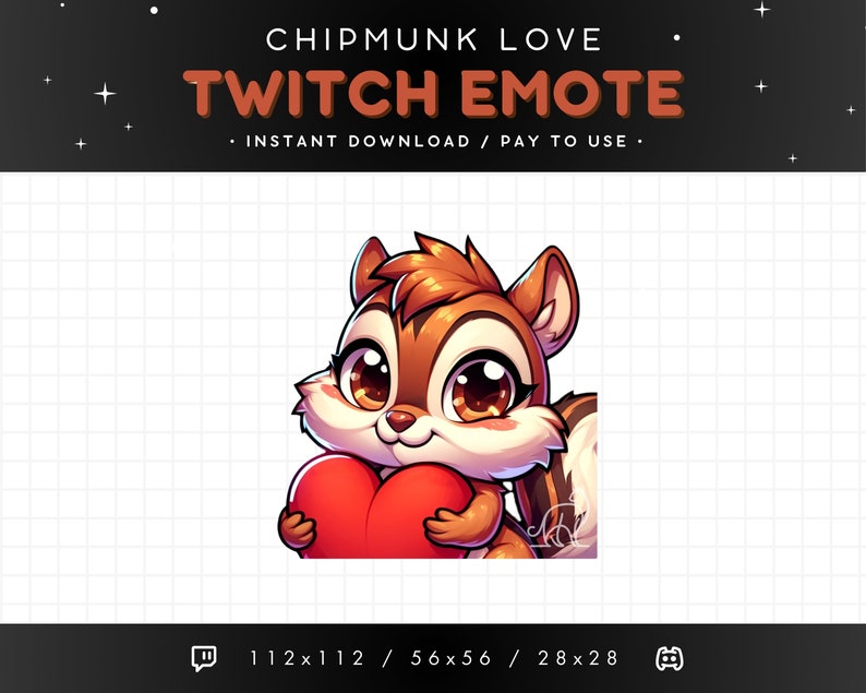 Cute Chipmunk Twitch Emote Love Heart Chipmunk Emote, Chipmunk Discord ...