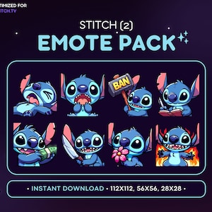 Stitch Twitch Emote Pack 8x V2 - Stitch Discord Emote, Stitch Streaming ...