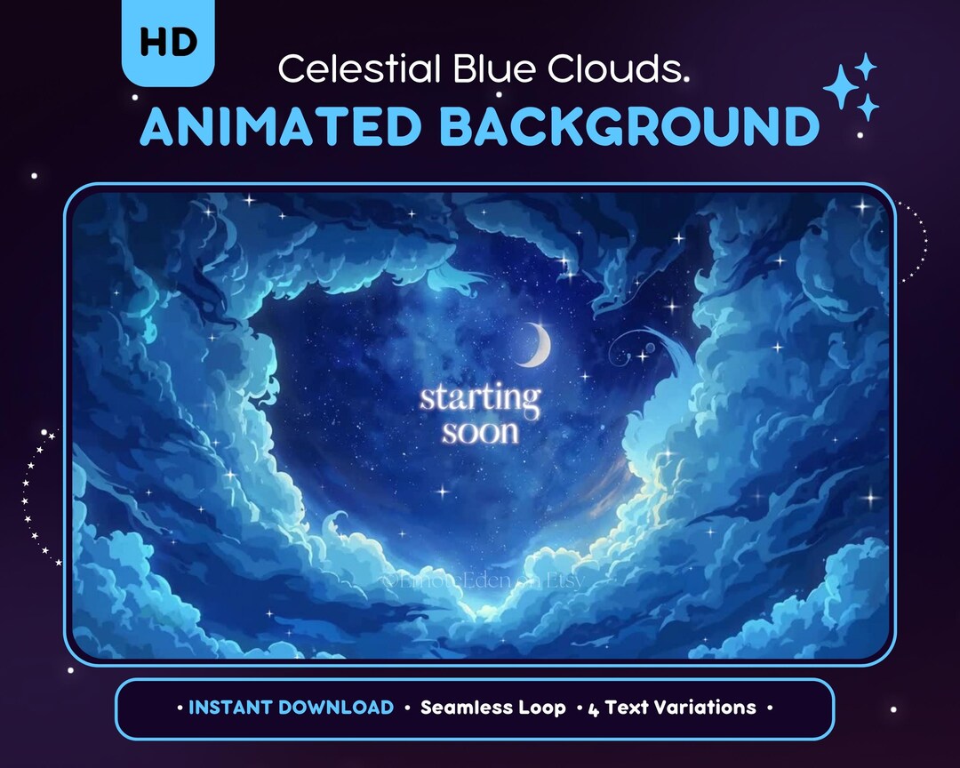 Stream Animated Background - Blue Cloud, Anime Vtuber Cozy Desktop ...