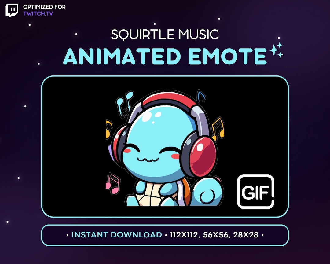 ANIMATED Squirtle Twitch Emote - Music Pokemon Squirtle Emote, Gaming ...