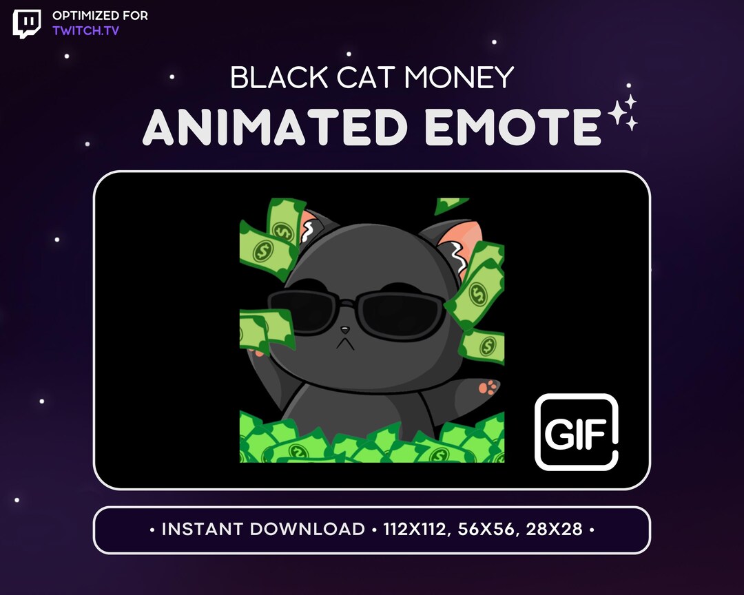 ANIMATED Black Cat Money Emote - Cute Animated Cat Discord Emote ...