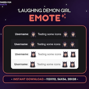 Demon Girl Twitch Emote, Evil Hell Girl, Kawaii Anime Emote, Gamer ...