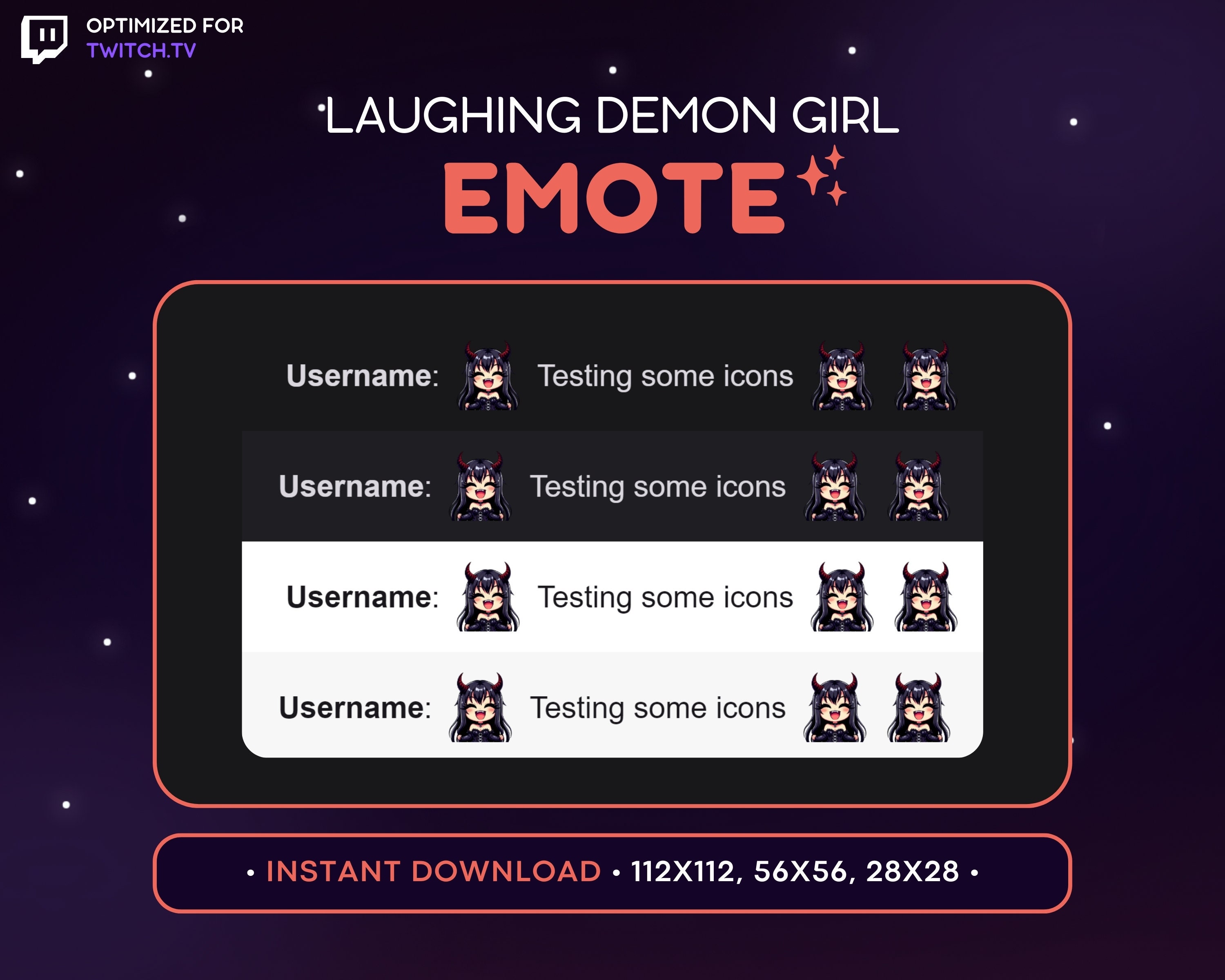 Demon Girl Twitch Emote, Evil Hell Girl, Kawaii Anime Emote, Gamer ...