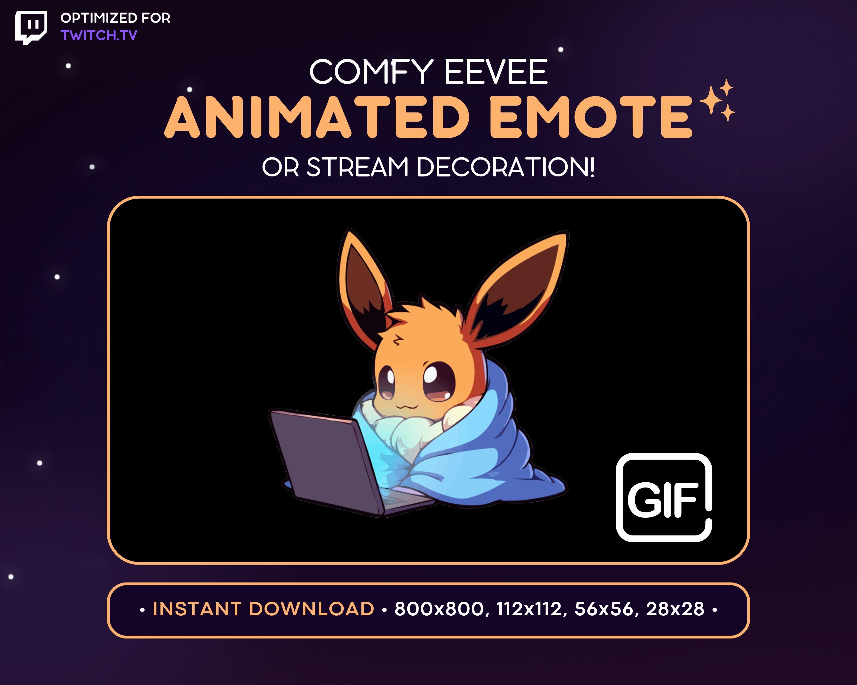 ANIMATED Eevee Twitch Emote - Comfy Cozy, Pokemon Eevee Emote, Gaming ...