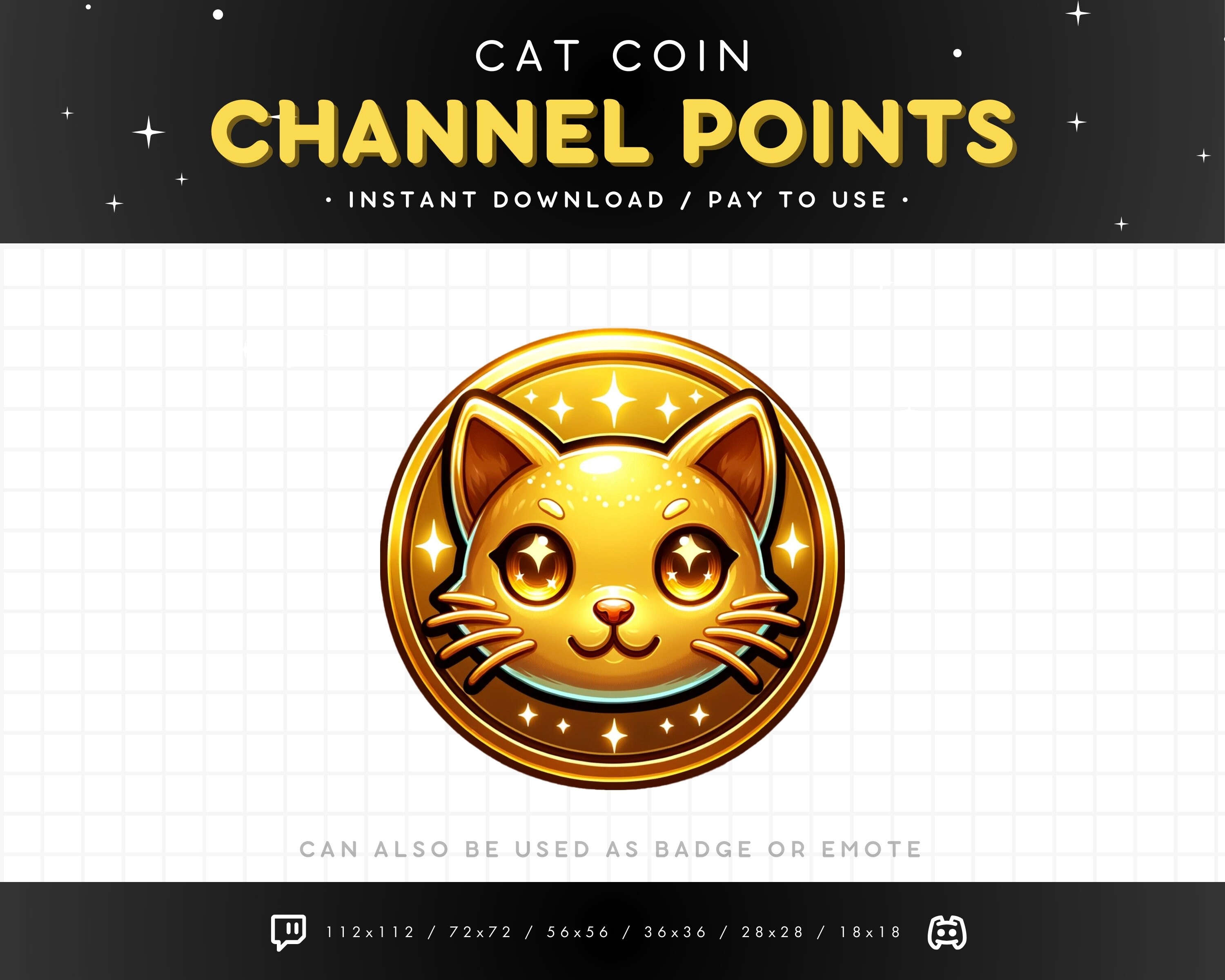 Cat Coin Twitch Channel Point Icon, Sub Badge, Emote Cat Coin Discord ...