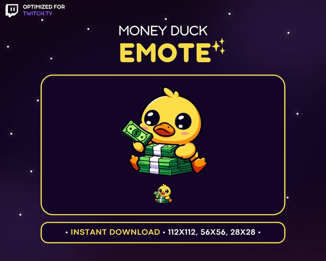 Cute Duck Twitch Emote - Money Duck Emote, Duck Discord Emote, Gaming ...