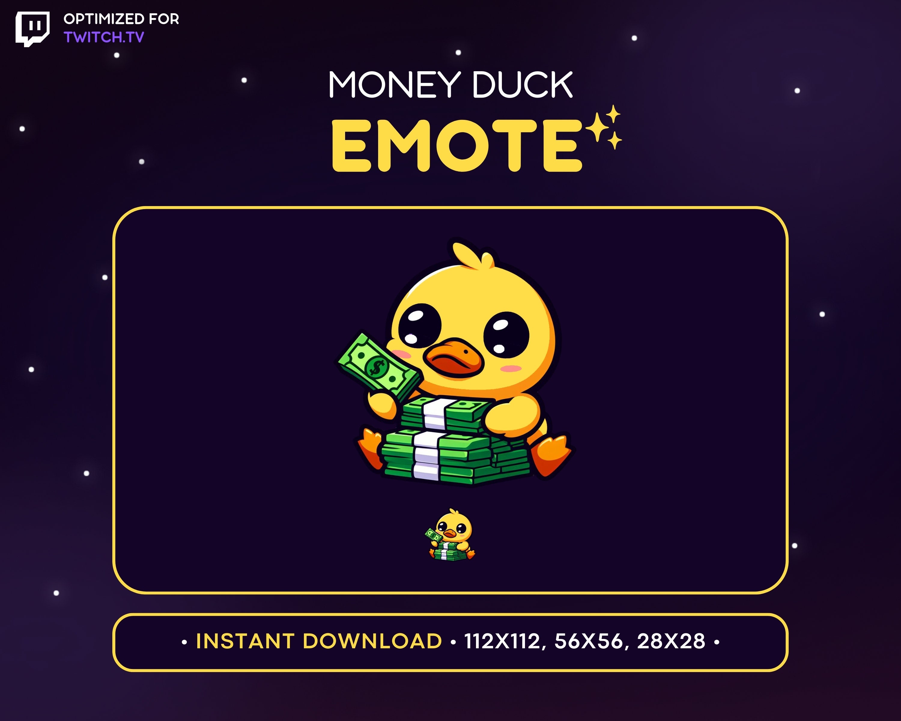 Cute Duck Twitch Emote Money Duck Emote, Duck Discord Emote, Gaming ...