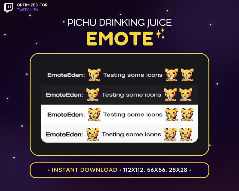 Pichu Twitch Emote Cute Drinking Juice Pichu Pokemon Emote, Gaming ...