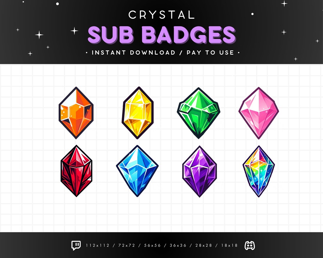 Crystal Twitch Sub Badges - Crystal Discord Emote, Channel Point Icons ...