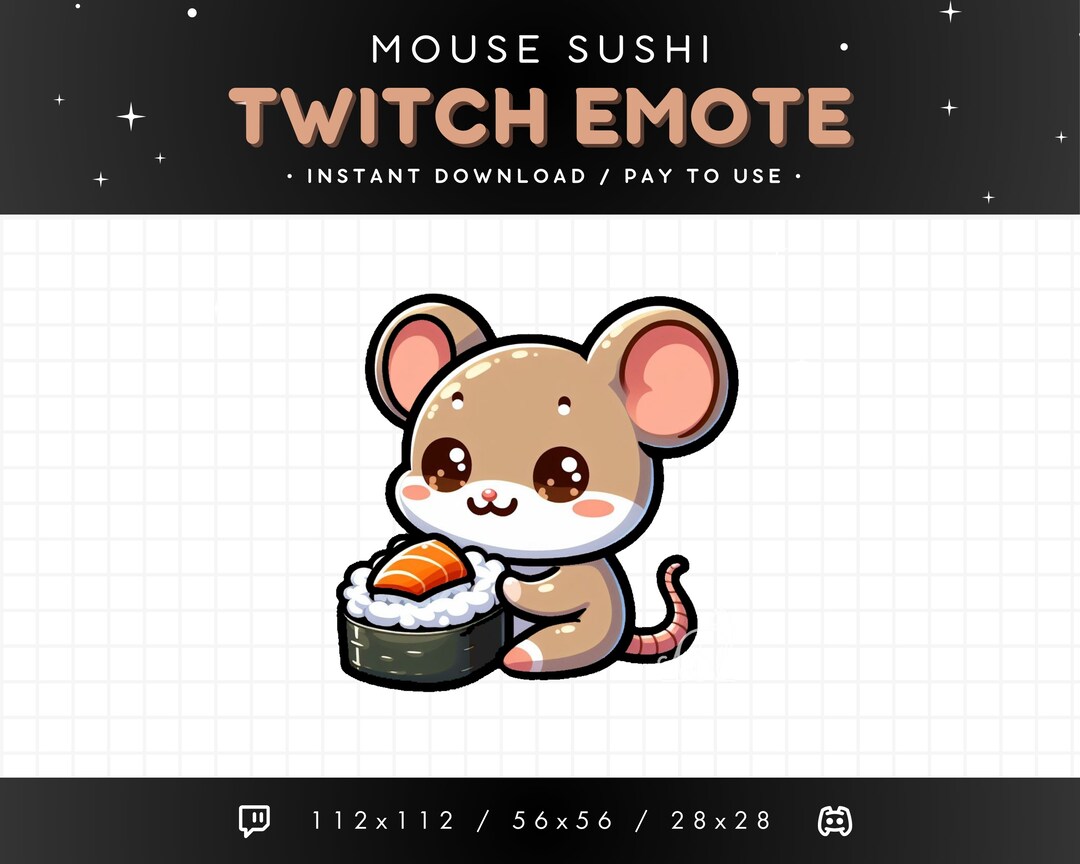 Cute Mouse Twitch Emote Sushi Mouse Emote, Mouse Discord Emote, Gaming ...