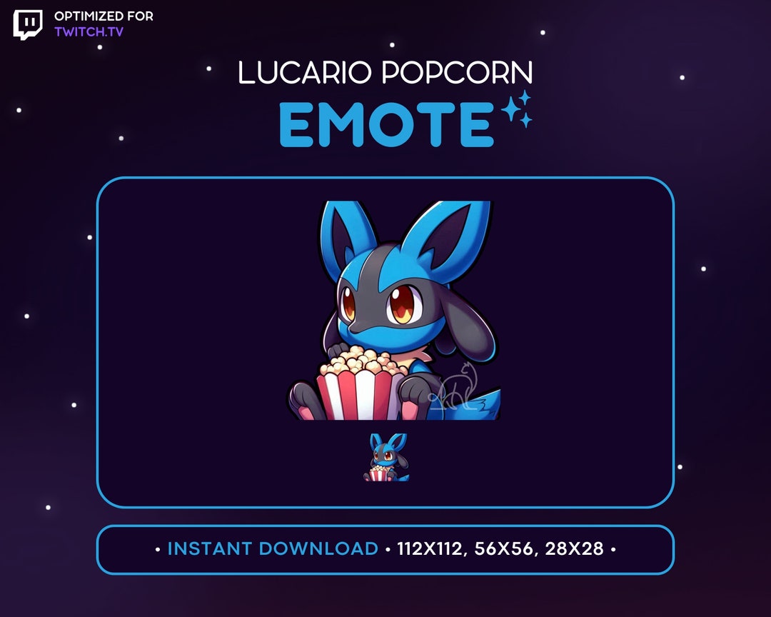 Cool Lucario Twitch Emote - Popcorn Lucario Pokemon Emote, Gaming ...