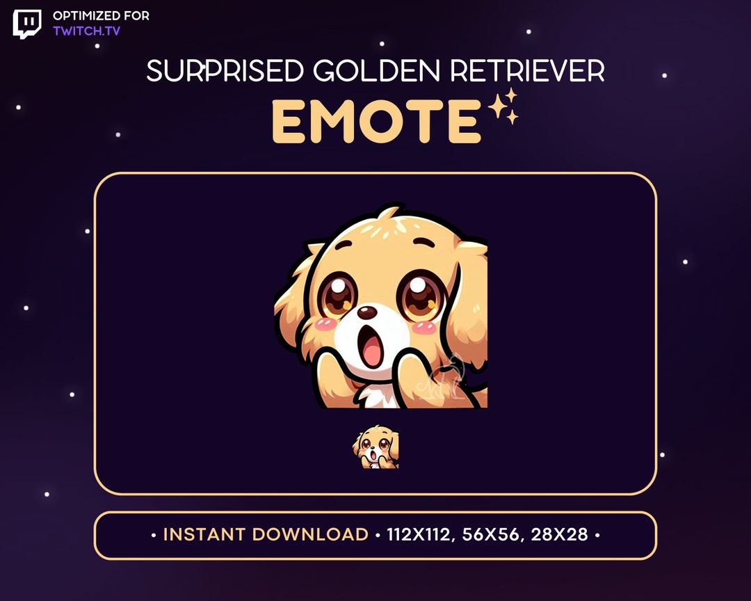 Cute Golden Retriever Twitch Emote Amazed Dog Emote, Dog Discord Emote ...