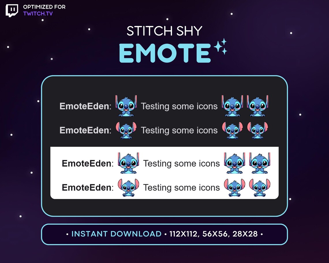 Stitch Twitch Emote - Shy Stitch Discord Emoji, Sticker, Uwu, Blushing ...