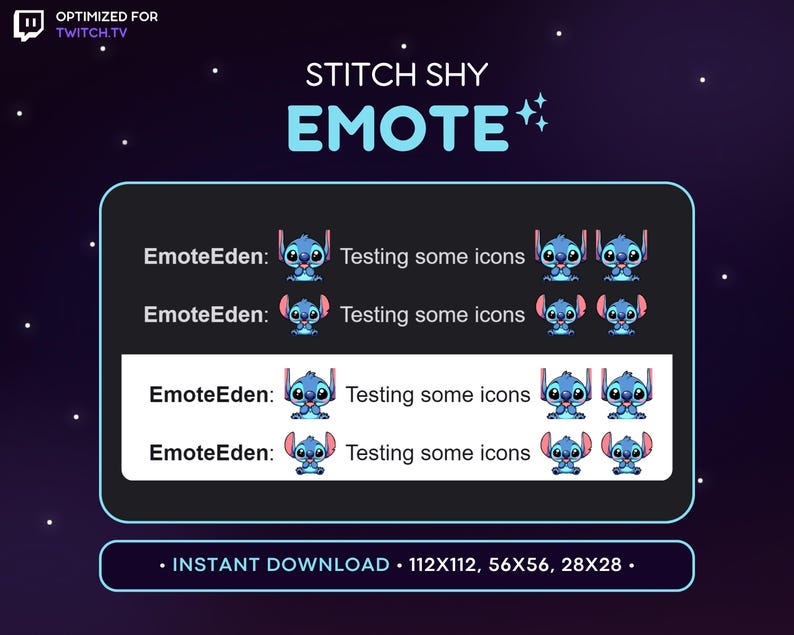 Stitch Twitch Emote - Shy Stitch Discord Emoji, Sticker, Uwu, Blushing ...