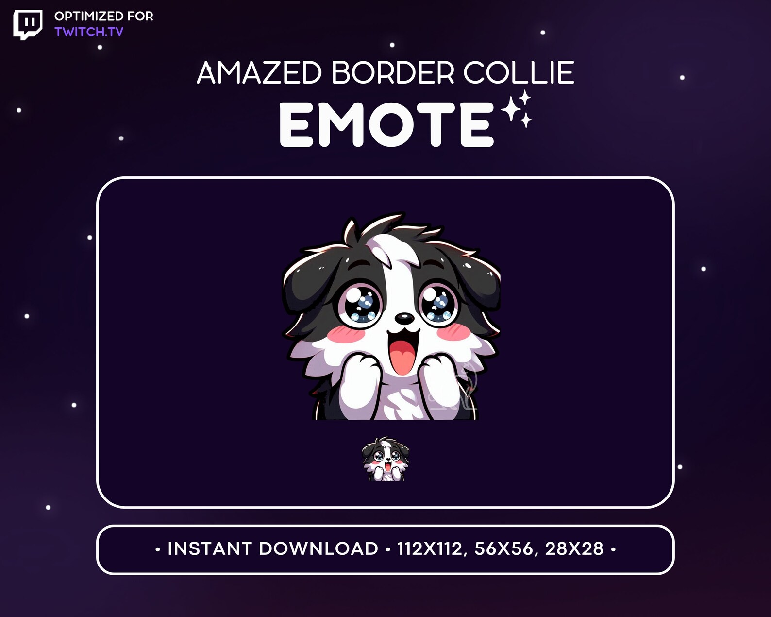 Border Collie Twitch Emote - Amazed Dog Discord Emoji, Surprised ...