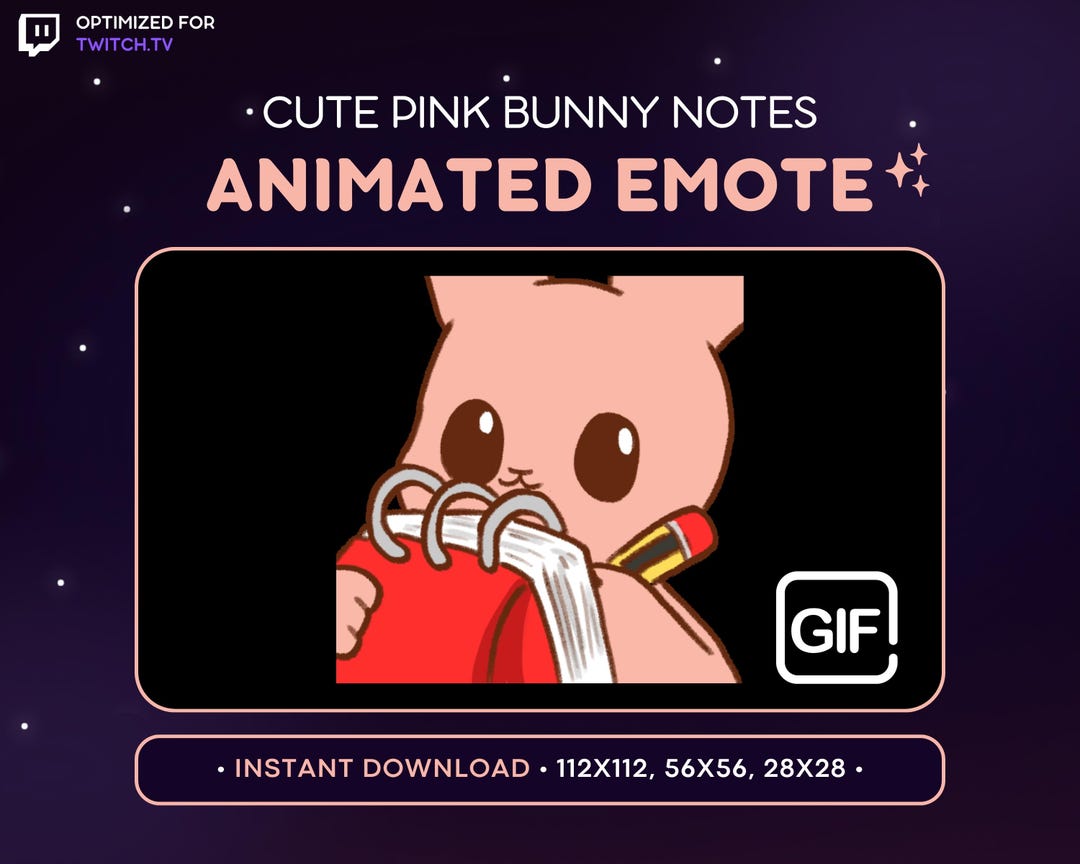 ANIMATED Pink Bunny Notes Emote - Cute Animated Bunny Discord Emote ...